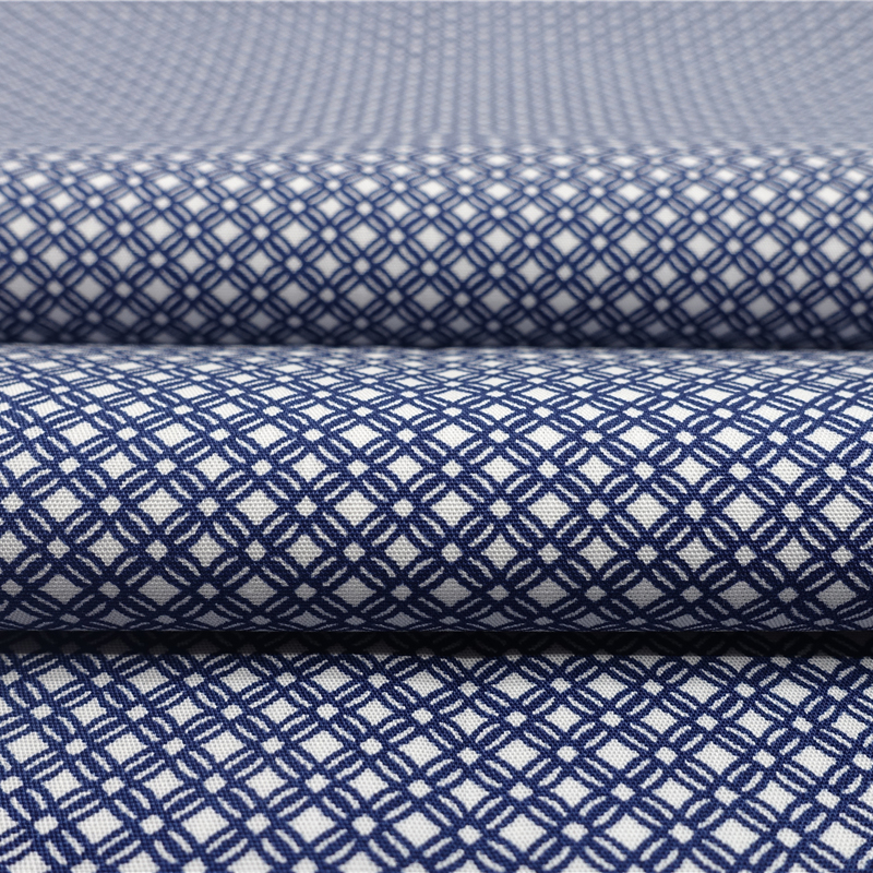 Small Geometric Blue Print Fabric - Wholesale Shirt Fabric, Shirting ...