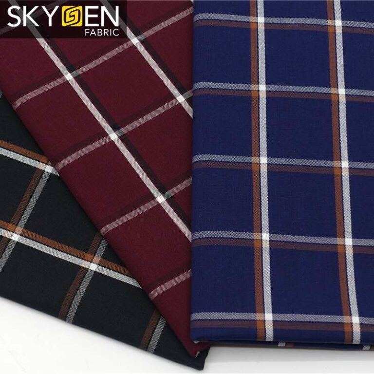 Windowpane Check Fabric - 100% Cotton Yarn Dyed - Skygen